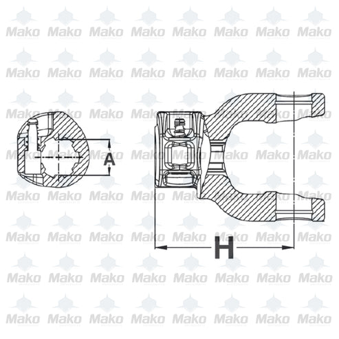 Quick Disconnect PTO Agriculture Yoke 22 x 54 8 splines - 38mm (1 1/2 ...