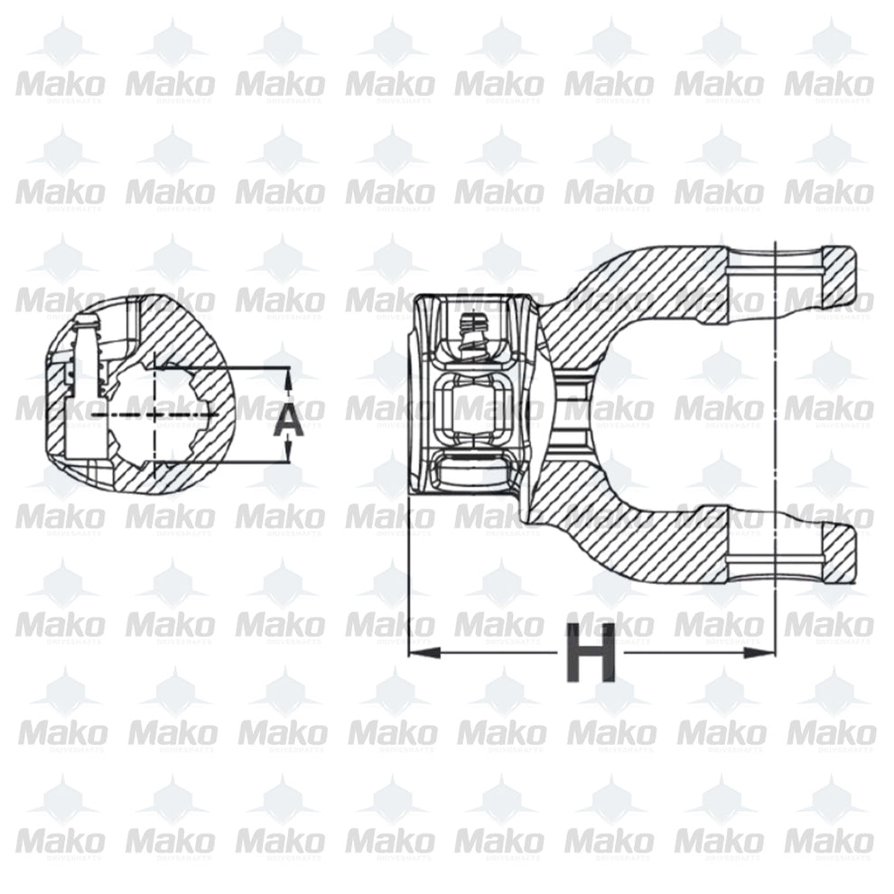Quick Disconnect PTO Agriculture Yoke 22 x 54 8 splines - 38mm (1 1/2 ...